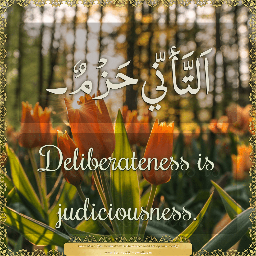 Sayings of Imam Ali (a.s) about: “deliberateness”