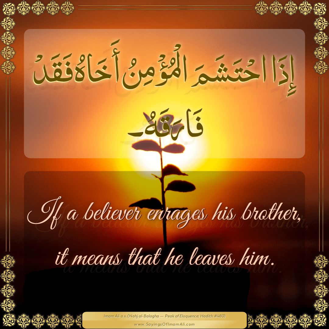 Sayings of Imam Ali (a.s) about: “enrages”