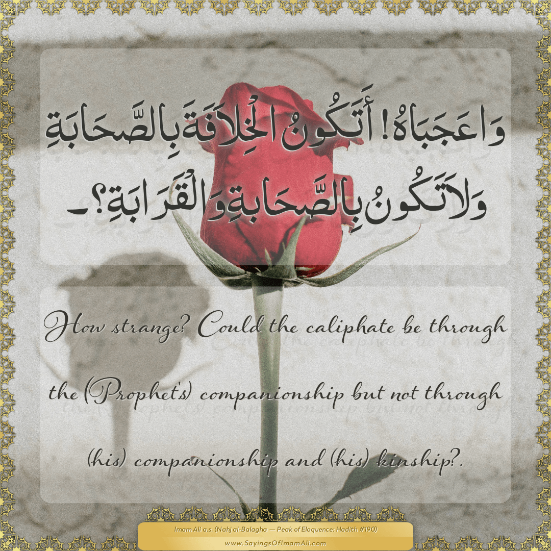 Sayings of Imam Ali (a.s) about: “caliphate”